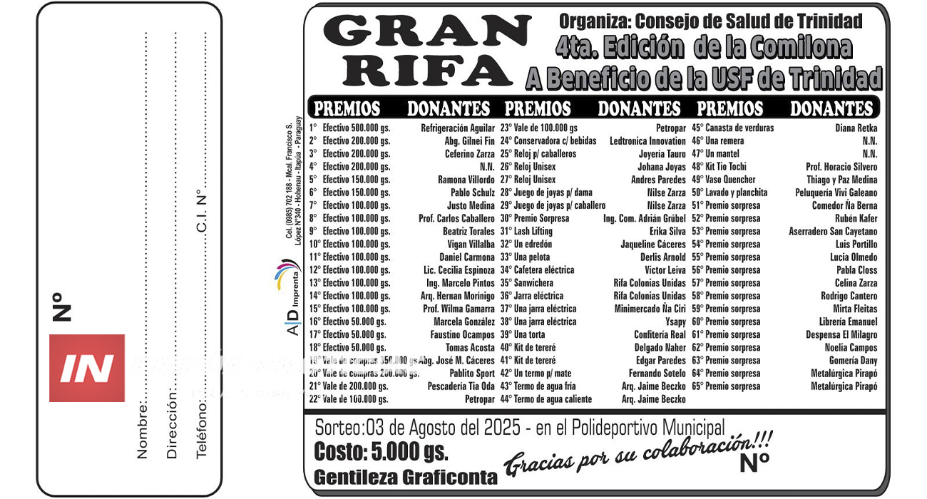 TRINIDAD LANZA GRAN RIFA SOLIDARIA A FAVOR DE LA SALUD DISTRITAL ...